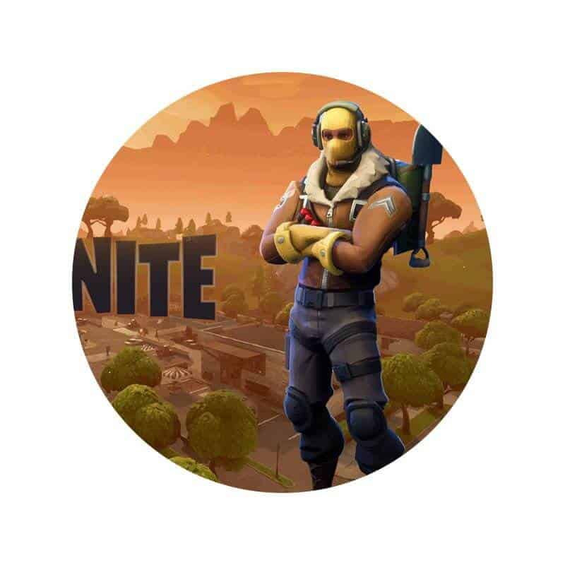 Sukkerprint/Kageprint Fortnite, 19 cm, med tekst - CakePrint.dk